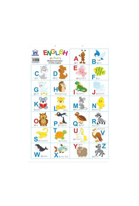 Planșă English Alphabet. Alfabetul animalelor în limba engleză ...