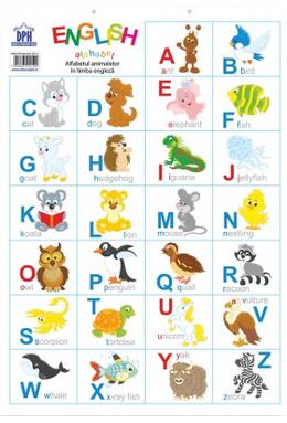 Planșă English Alphabet. Alfabetul animalelor în limba engleză ...