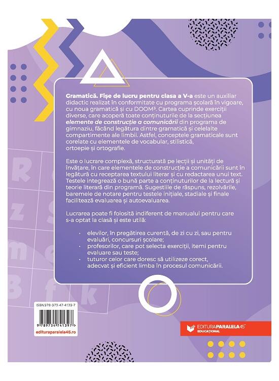 Gramatica limbii române. Fișe de lucru pentru clasa a V-a - Cartepedia